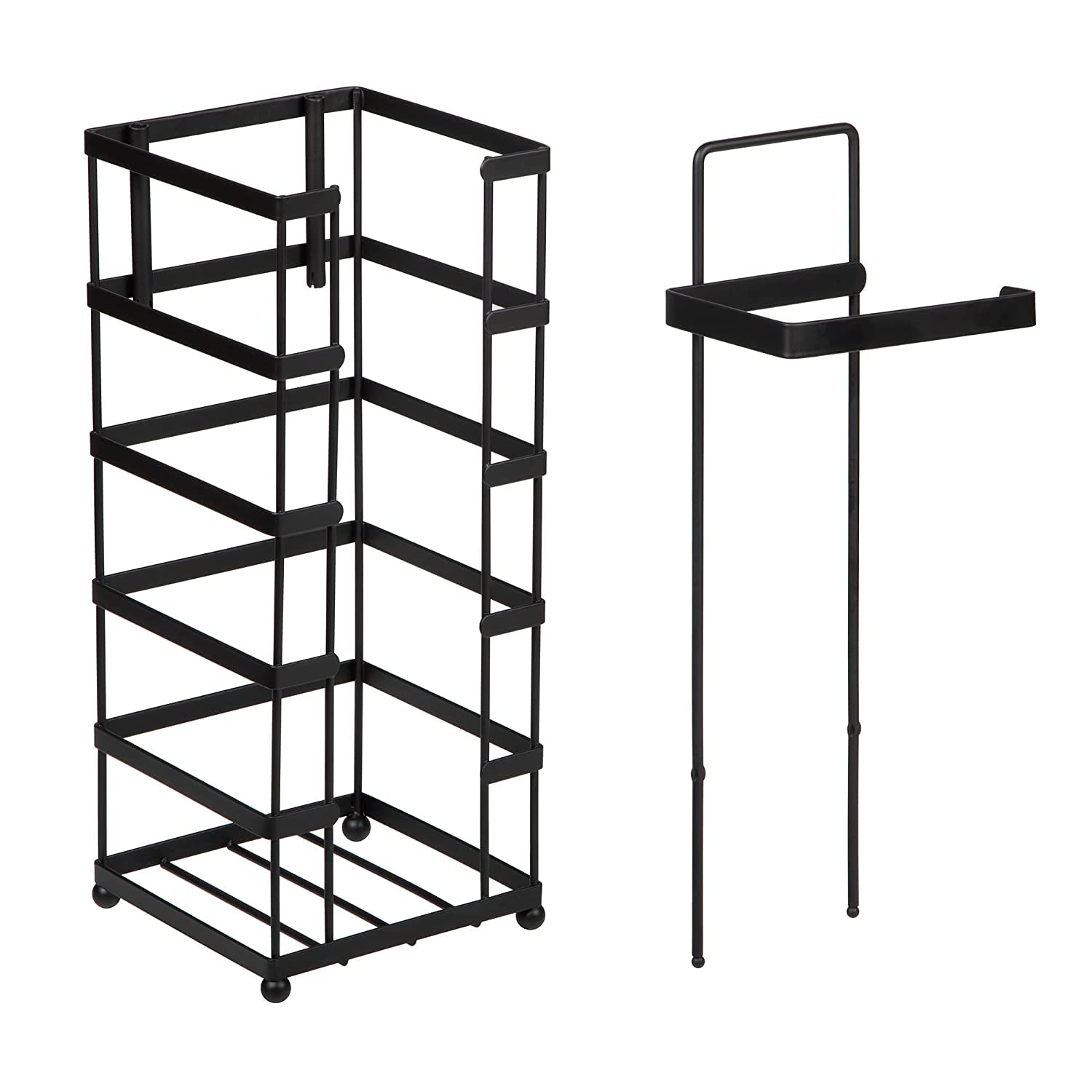 Richards Homewares Vertical Free-Standing Jumbo and Mega Size 4-Rolls Toilet Paper Storage Holder with Dispenser, 5.5 x 5.5 x 24.75-Inch, Matte Black