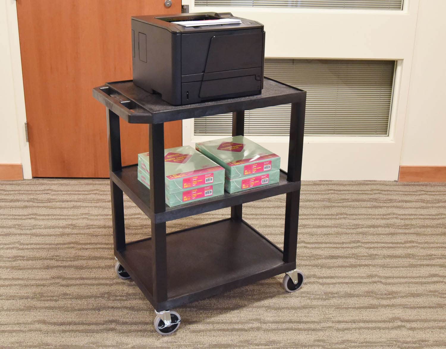 LUXOR WT34S 3 Shelves Tuffy Utility Cart - Black