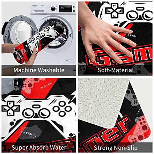 Video Game Controller Gamepad Carpets 3D Printed Pattern Game Area Rugs Non-Slip Carpets Doormats Home Decor for Living Bedroom Game Room(60x39inch)