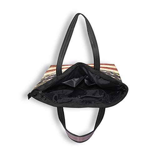 QMXO American USA Flag Star Handbags and Purse for Women Tote Bag Large Capacity Top Handle Shopper Shoulder Bag