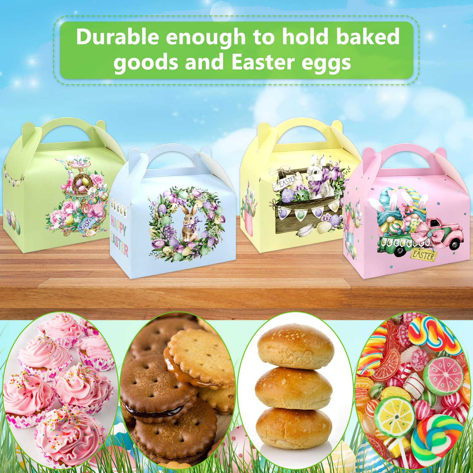 Easter Treat Boxes Cookies Boxes Gift Boxes Gable Boxes for Kids Goodie Goody Boxes 24 Packs Party Favors