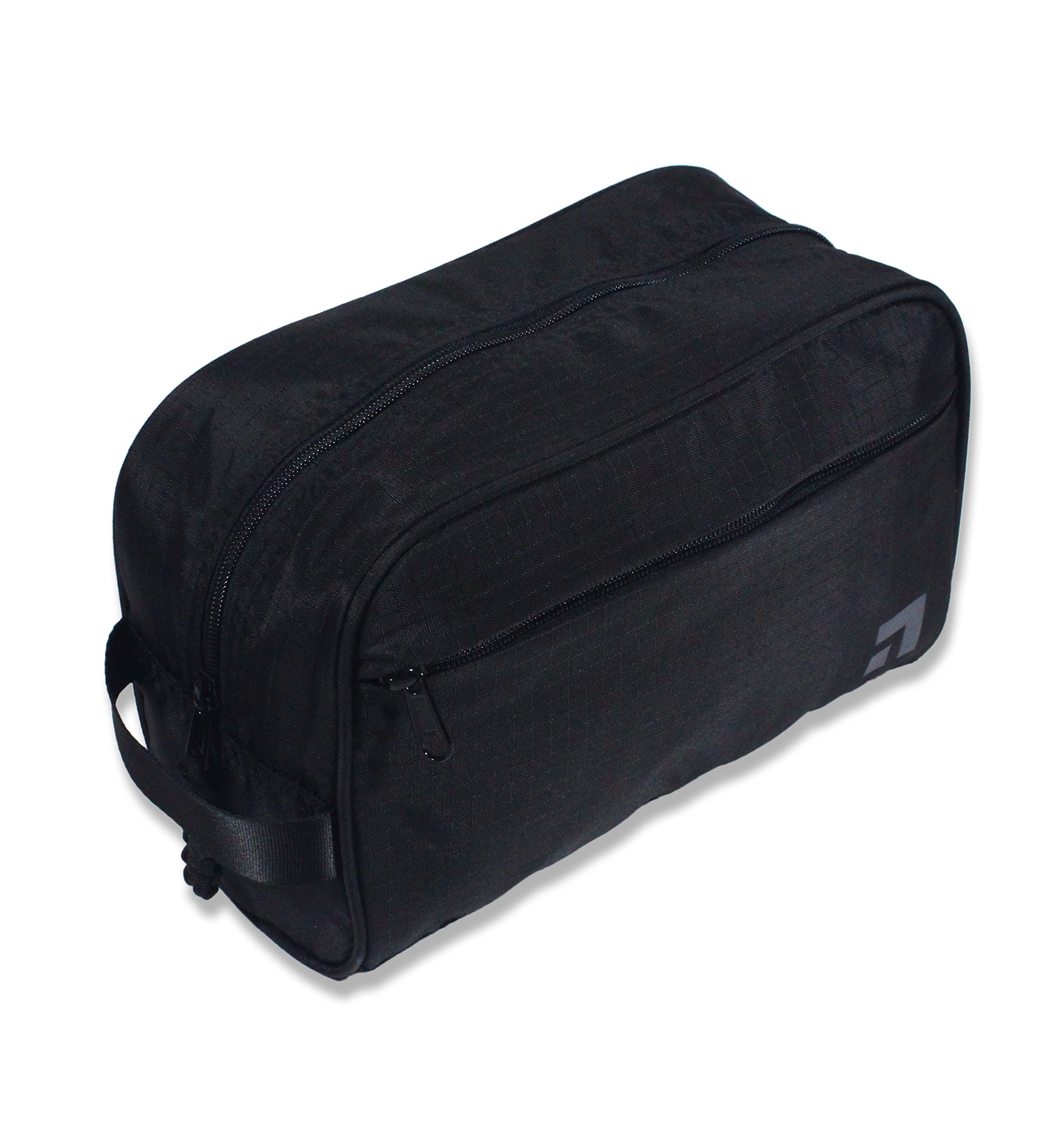 Slate Travel Waterproof Nylon Dopp Kit - Shaving Toiletry Bag Organizer (Black)
