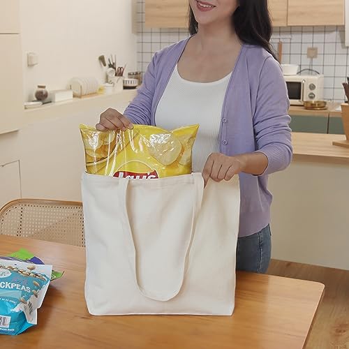 Firecolor Chic Canvas Grocery Bag 6pc Set 18"x15"x5ββ Big Sturdy Tote Bags for Fabric Painting Heavy-duty Reusable Shopping Bag (Item Package Quantity: 6, Large)