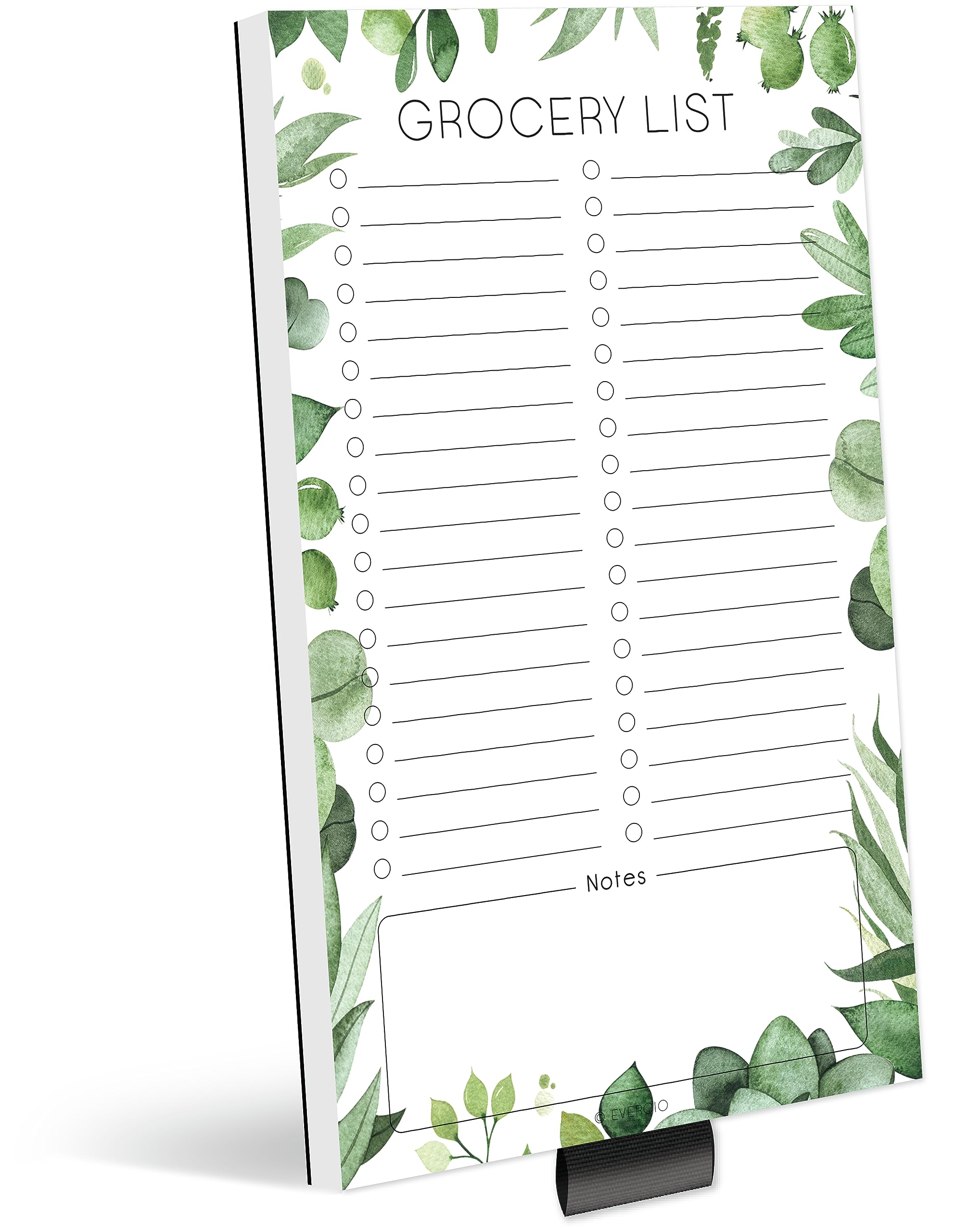Evercio Grocery List Magnetic Notepad for Refrigerator | Floral Greenery Shopping List Cute Memo Note Pad for Fridge | Kitchen Supplies | Office Gift for Coworkers | 4.5x7.5 Inches, 50 Sheets