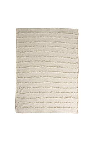 Barefoot Dreams CozyChic Placed Fringe Blanket, Throw Blanket, Cream-45âx60â