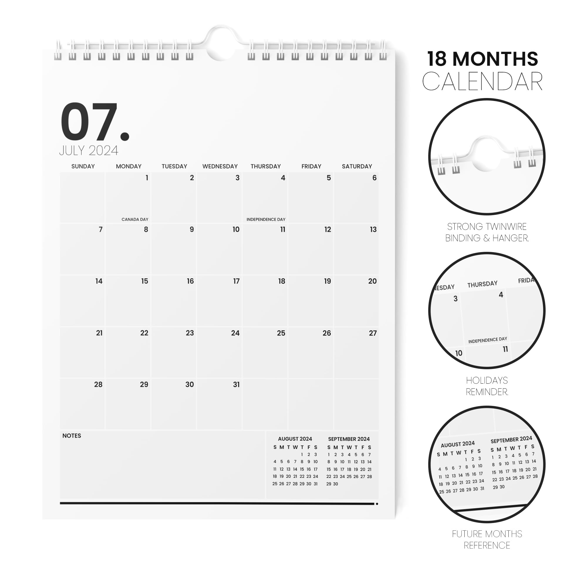 Calendar 2023 - Vertical 8.5x11 2023 Wall Calendar Runs Until June 2024 - Easy Planning with the 2023 Calendar - Aesthetic Wall Calendar 2023 Monthly - Karto - Minimalist