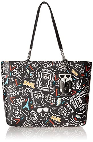 Karl Lagerfeld Paris womens Adele TOTE, Black/Orange, One Size US