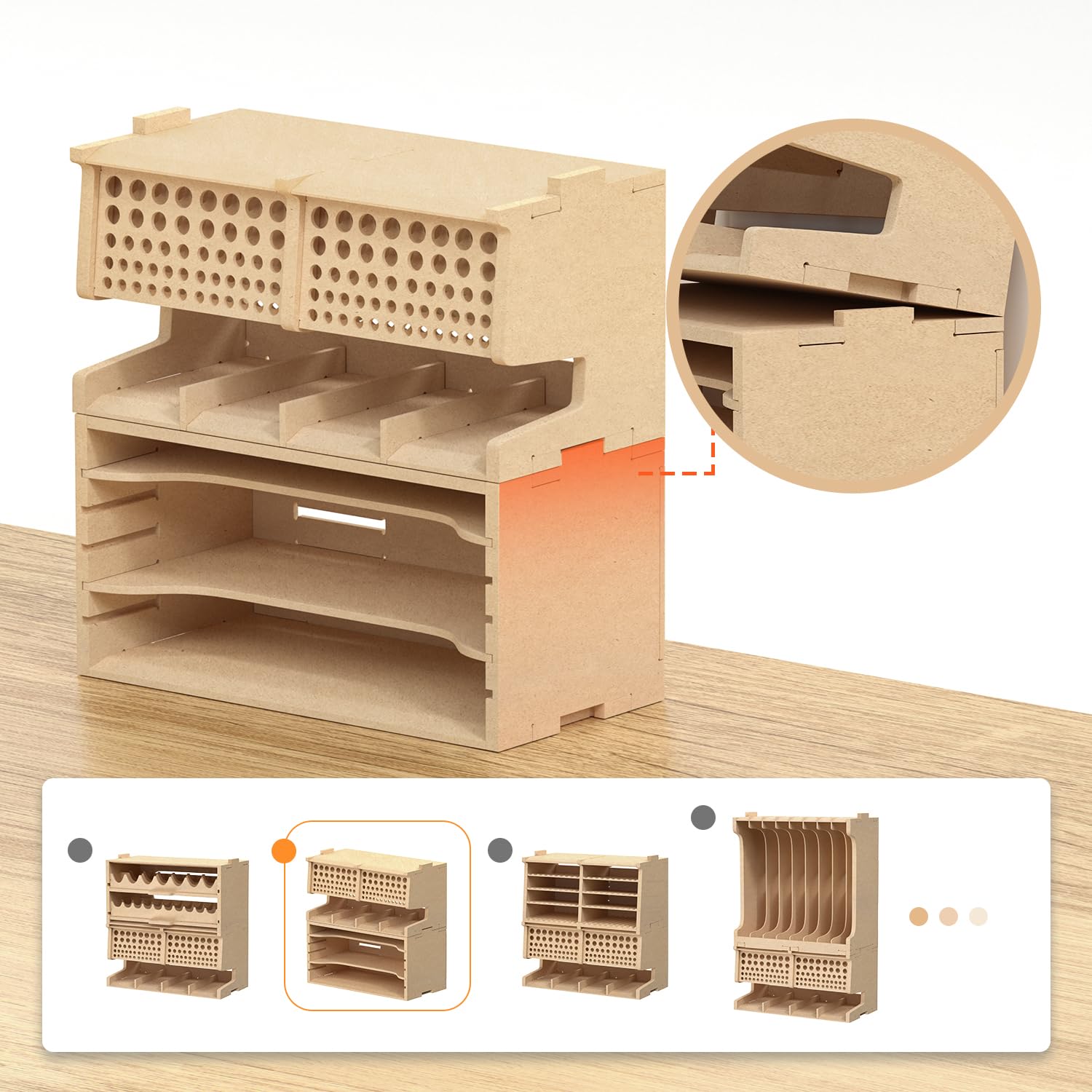 Bucasso Model Tool Storage Rack with 60 Holes, Wooden Paint Organizer, MDF Material, Tool Storage, Brush Storage, Craft Supplies Storage, Brush/Tool Holder, GK6