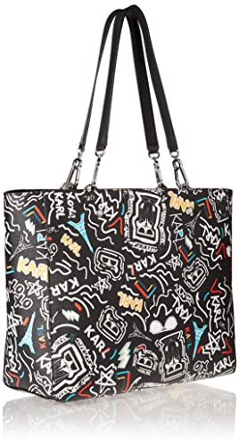 Karl Lagerfeld Paris womens Adele TOTE, Black/Orange, One Size US