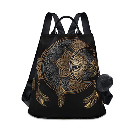 ALAZA Boho Crescent Moon Dreamcatcher Backpack Purse for Women Anti Theft Fashion Back Pack Shoulder Bag