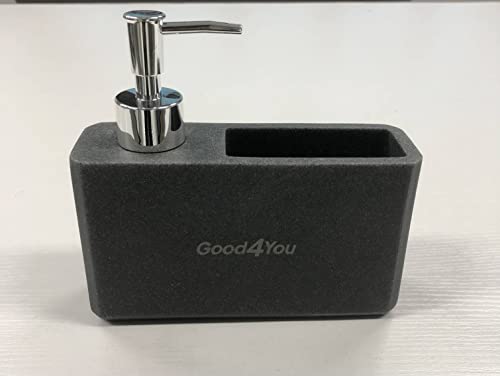 GOOD4YOU Lot of Two Manual Soap Dispenser, Organizer on Countertop, 2-in-1 Manual Dish Soap Dispenser and Sponge Holder, Durable ABS Material, Countertop for Kitchen & Bathroom