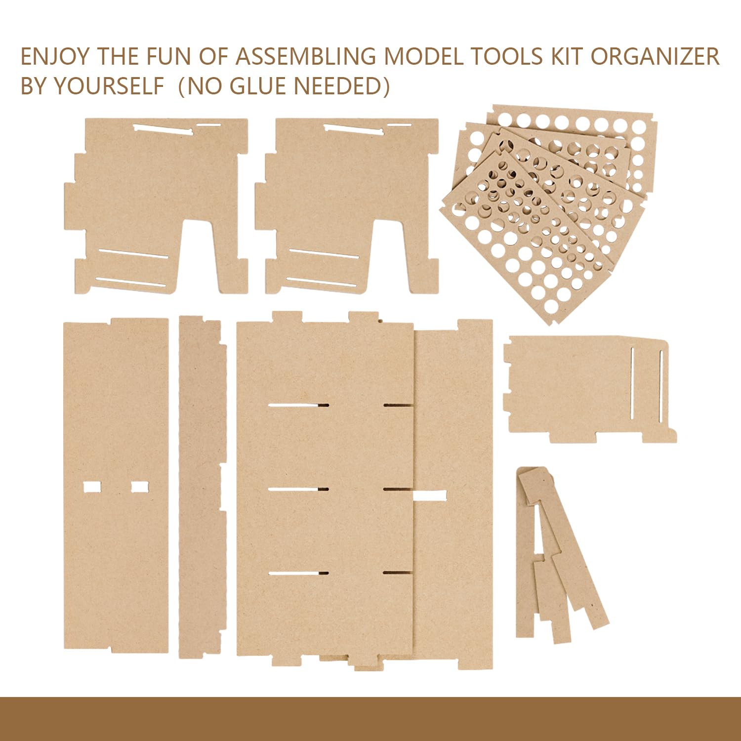 Bucasso Model Tool Storage Rack with 60 Holes, Wooden Paint Organizer, MDF Material, Tool Storage, Brush Storage, Craft Supplies Storage, Brush/Tool Holder, GK6