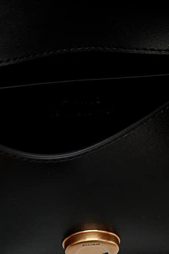 Pinko MINI CROSSBODY BAG IN BLACK LEATHER WITH GOLD LOVEBIRDS LOGO BUCKLE AND CHAIN SHOULDER STRAP 100048A0F1