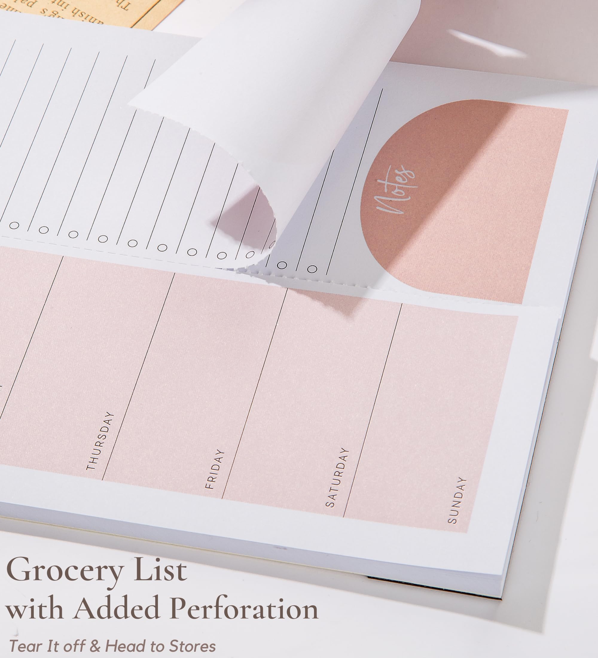 Weekly Meal Planner and Grocery List Magnetic 6x9 Inch Notepad with 52 Tear-Off Sheets - Perfect Meal Planner Notebook for Your Fridge