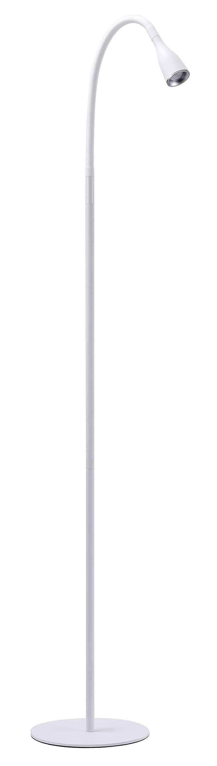 BLACK+DECKER Gooseneck LED Floor Lamp, 54" Height with Weighted Base, White (VLED1824F-WHITE-BD)