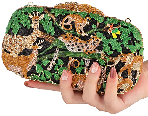 Rhinestone Crystal Evening Clutch Bag Animal Pattern Designer Purses for Women