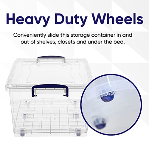 Superio Storage Containers With Wheels (3 Pack), Stackable Large Storage Containers With Lids, Durable Latches (32 Qt)
