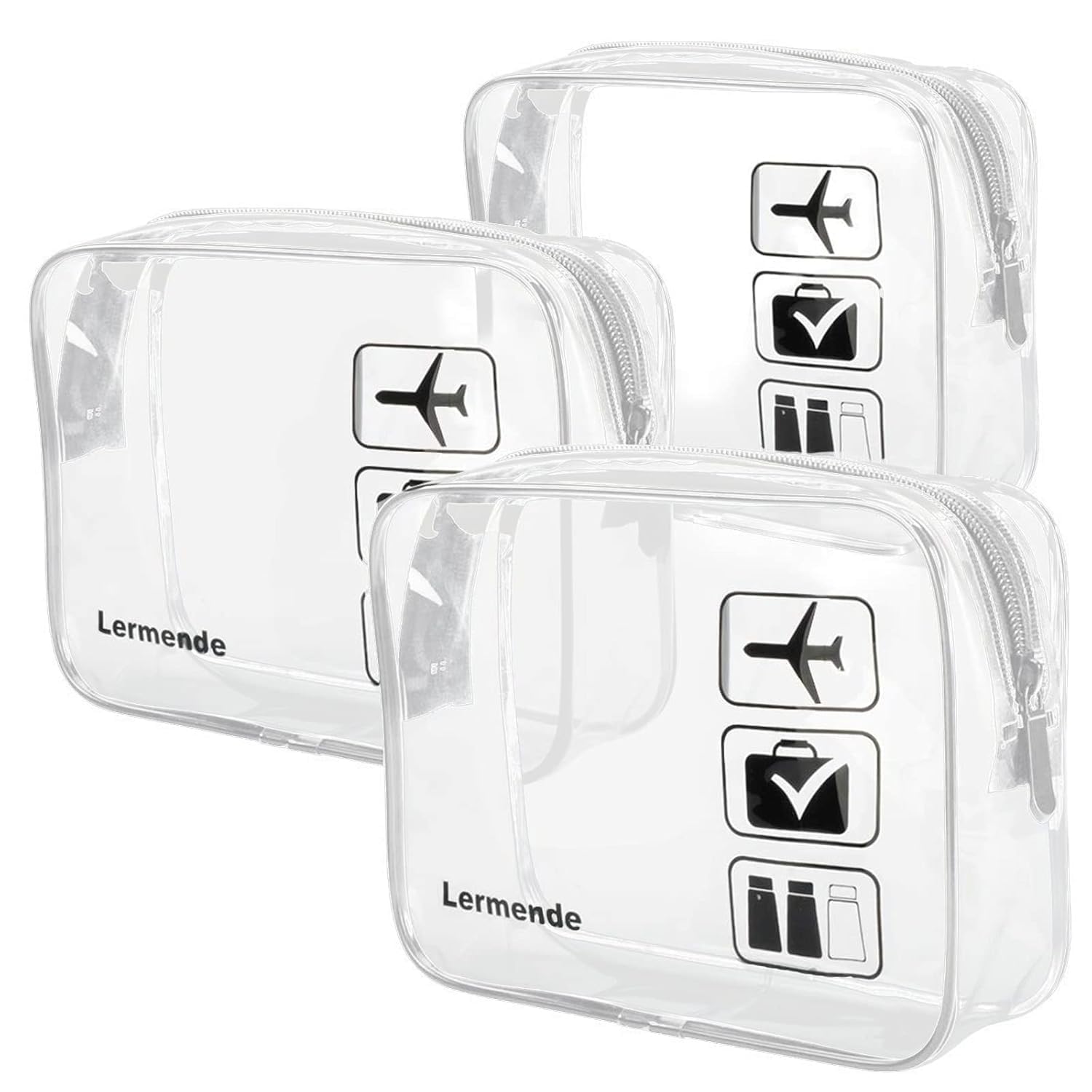 Lermende 3pcs TSA Approved Toiletry Bag For Women, Travel Toiletry Bag for Men, Airport Carry On Small Clear Toiletry Bag Cosmetic bag For Travel Toiletries - Clear