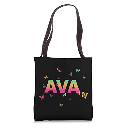 Ava - Beautiful Name with colorful Butterflies Tote Bag