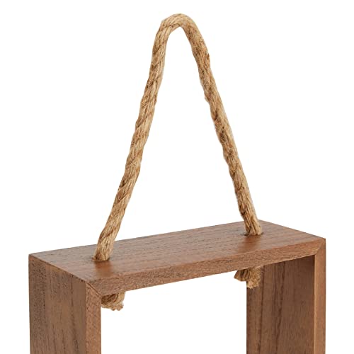 Farmlyn Creek Set of 4 Brown Square Wall Hanging Shelves for Closet, Rustic Wooden Cube Shelf for Bathroom with Rope, (4 Sizes)