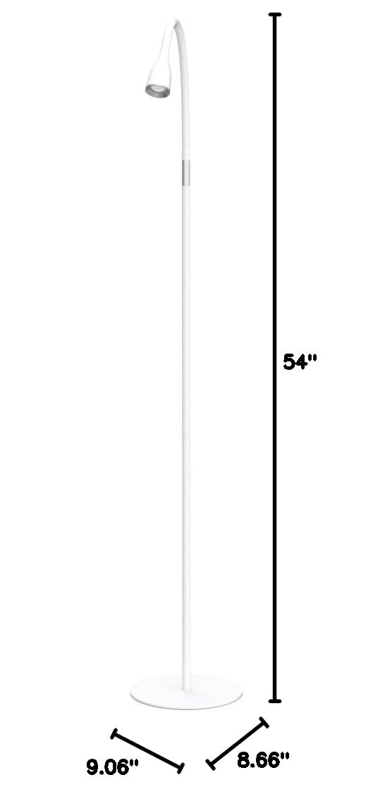 BLACK+DECKER Gooseneck LED Floor Lamp, 54" Height with Weighted Base, White (VLED1824F-WHITE-BD)