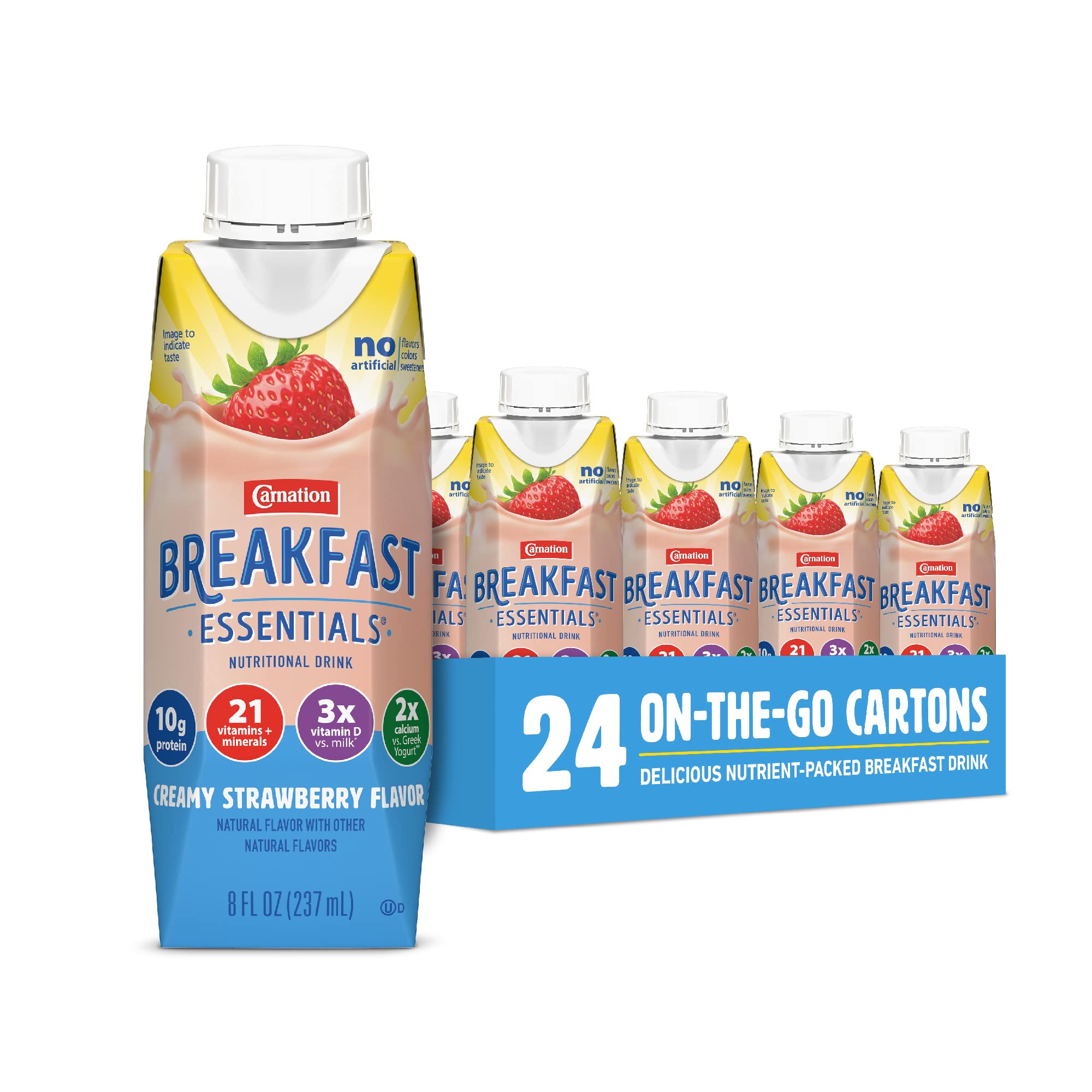 Carnation Breakfast Essentials Ready-to-Drink,Strawberry, 8 FL OZ Carton (Pack of 24)