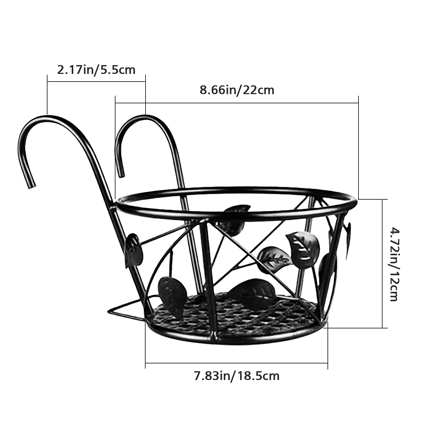 2 Pack Hanging Planters for Railings, Fence Flower Pot Holders Iron Hanging Baskets Plant Stand