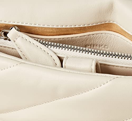 Pinko CROSSBODY BAG IN WHITE PUFF LEATHER WITH LOGO AND SILVER CHAIN ADJUSTABLE SHOULDER STRAP 100039A0F2