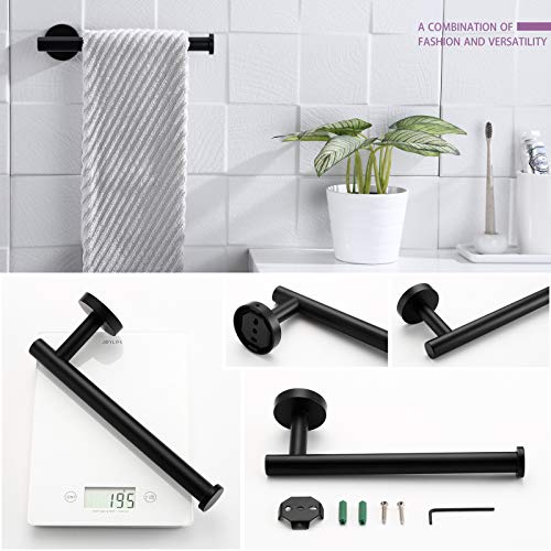 Fretech Black Hand Towel Holder,Hand Towel Bar Matte Black Hand Towel Rack 9Inch Bathroom Stable and Durable Stainless Steel Wall Mount Towel Ring Hb-105-D3