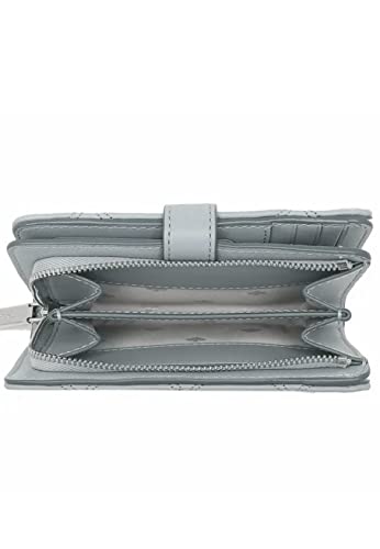 Kate Spade Natalia Quilted Leather Medium Compact Bifold Wallet in Brushed Steel