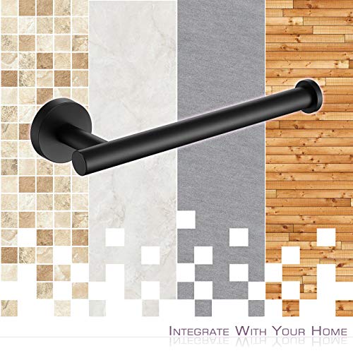 Fretech Black Hand Towel Holder,Hand Towel Bar Matte Black Hand Towel Rack 9Inch Bathroom Stable and Durable Stainless Steel Wall Mount Towel Ring Hb-105-D3