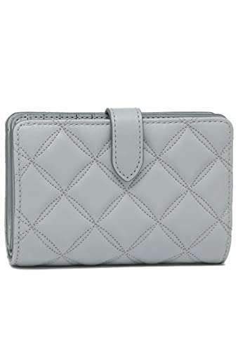 Kate Spade Natalia Quilted Leather Medium Compact Bifold Wallet in Brushed Steel