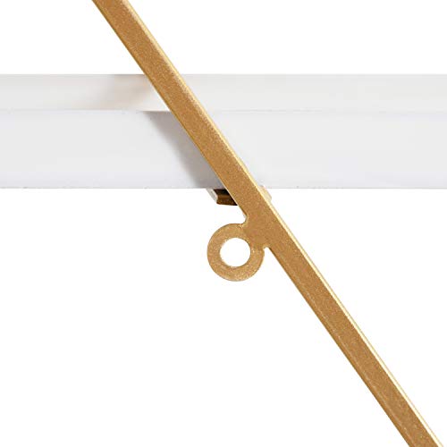 Kate and Laurel Daxton Modern Wood and Metal Wall Shelf, 31" x 32", White and Gold, Glam Wall Organization