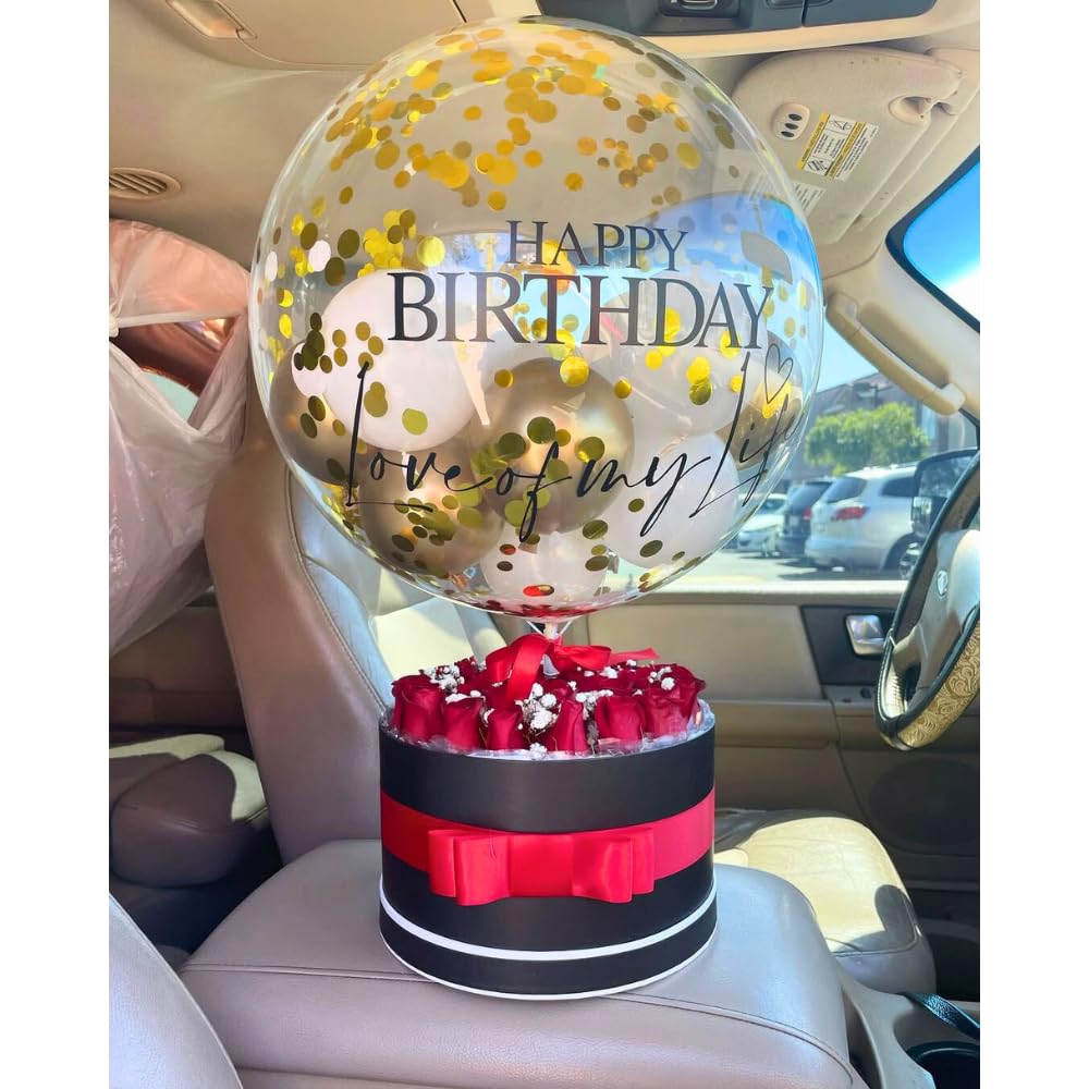 UNIKPACKAGING Premium Quality Round Flower Box, Gift Boxes for Luxury Flower and Gift Arrangements, Set of 3 pcs (L/M/S) (Black with White Rim)