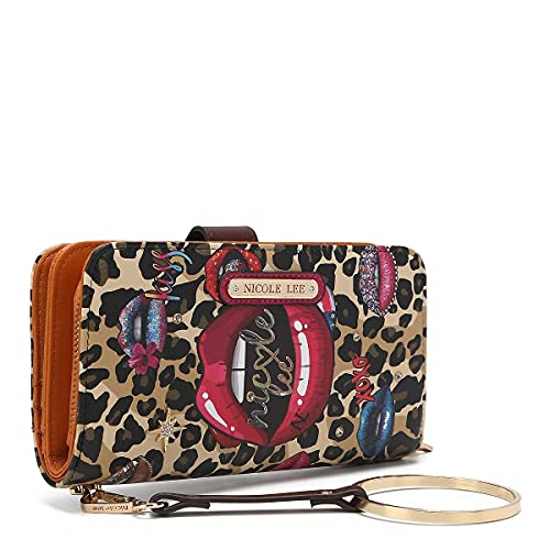 PRT6700 NICOLE LEE FASHION PRINT ZIPPER WALLET V3~WILD LIPS