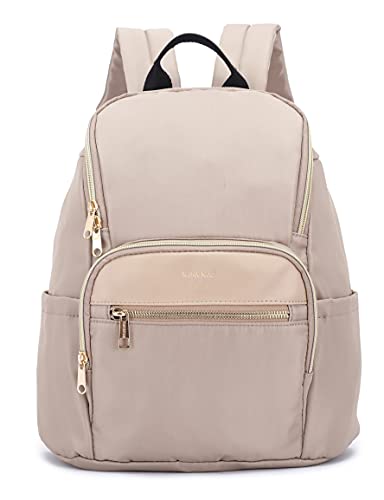 Kah&Kee Backpack Purse for Women Medium Size With Multi-Pocket Nylon Water-Resistant (Beige)