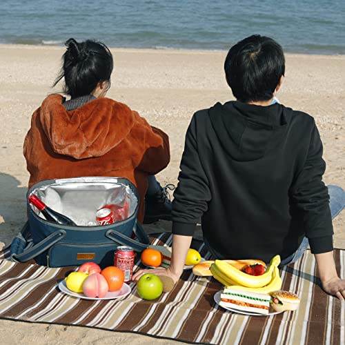 NUPTSE Insulated Picnic Basket Portable Collapsible Picnic Basket Cooler for 3-4 Persons Cooler Bag Insulated Grocery Bag with Two Handles for Travel