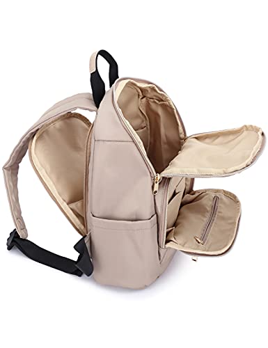 Kah&Kee Backpack Purse for Women Medium Size With Multi-Pocket Nylon Water-Resistant (Beige)