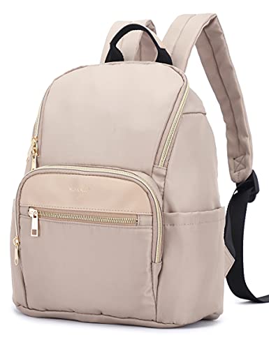 Kah&Kee Backpack Purse for Women Medium Size With Multi-Pocket Nylon Water-Resistant (Beige)