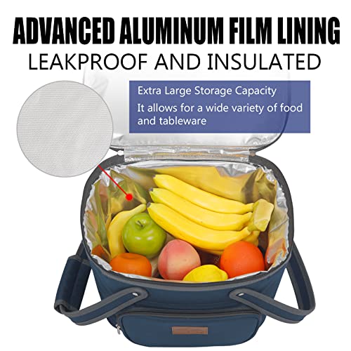 NUPTSE Insulated Picnic Basket Portable Collapsible Picnic Basket Cooler for 3-4 Persons Cooler Bag Insulated Grocery Bag with Two Handles for Travel