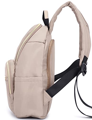 Kah&Kee Backpack Purse for Women Medium Size With Multi-Pocket Nylon Water-Resistant (Beige)