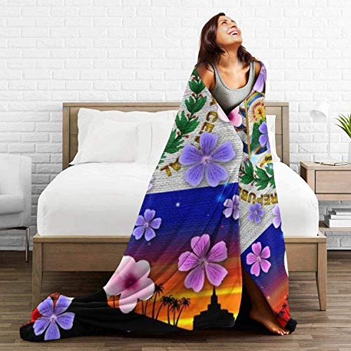 Fleece Blanket El Salvador Flag Plush Throw Fuzzy Super Soft Reversible Microfiber Flannel Blankets 80"x60"