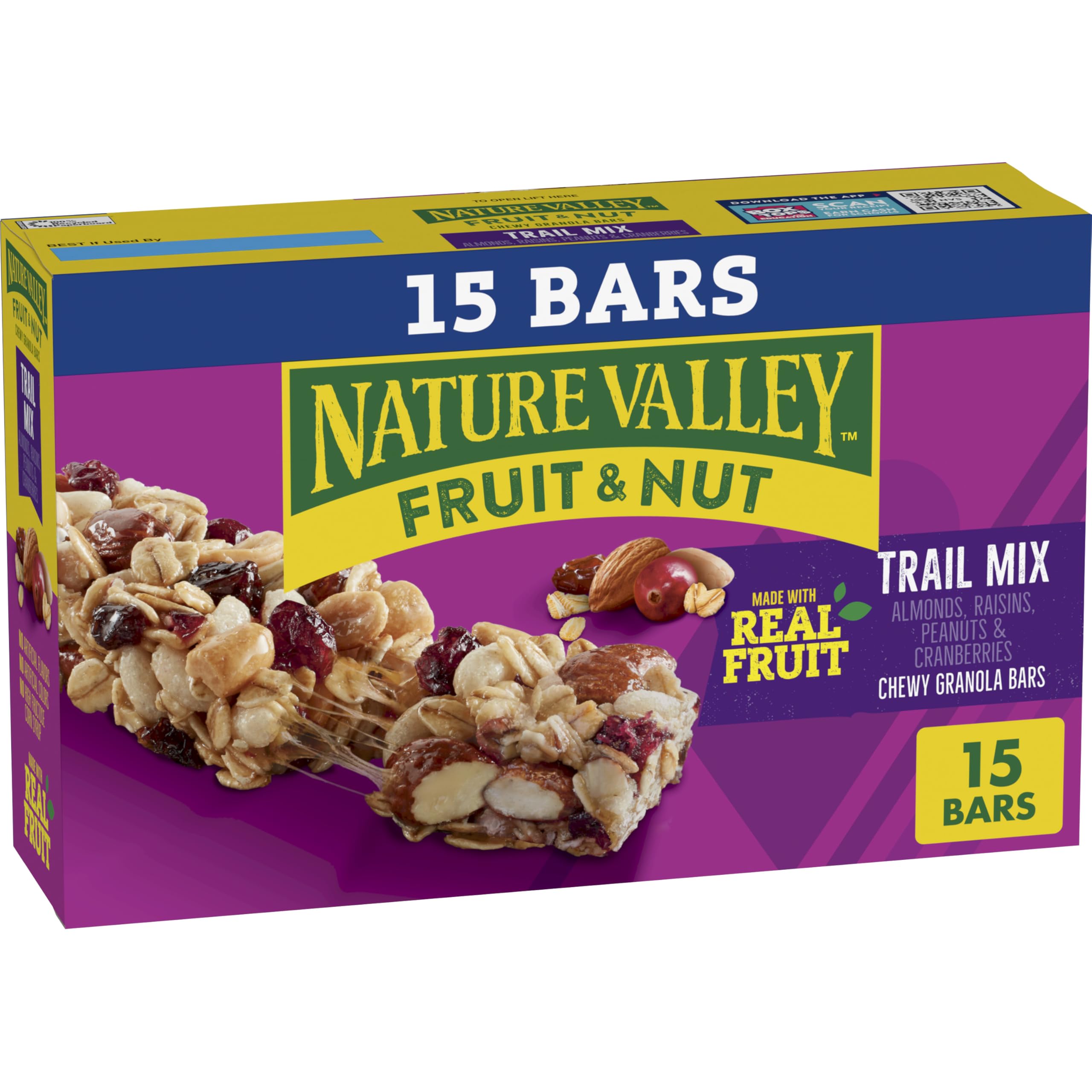 Nature Valley Chewy Fruit and Nut Granola Bars, Trail Mix, 15 Bars, 18 OZ