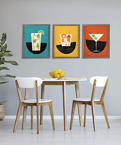 Kate and Laurel Blake Old Fashioned Cocktail Framed Printed Glass Wall Art by Amber Leaders Designs, 16x20 Dark Gold, Chic Mid-Century Wall Decor