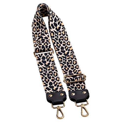 Adjustable Replacement Crossbody Strap Purse Guitar Style Jacquard Woven Embroidered Handbag Straps (Leopard)