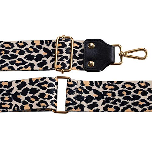 Adjustable Replacement Crossbody Strap Purse Guitar Style Jacquard Woven Embroidered Handbag Straps (Leopard)