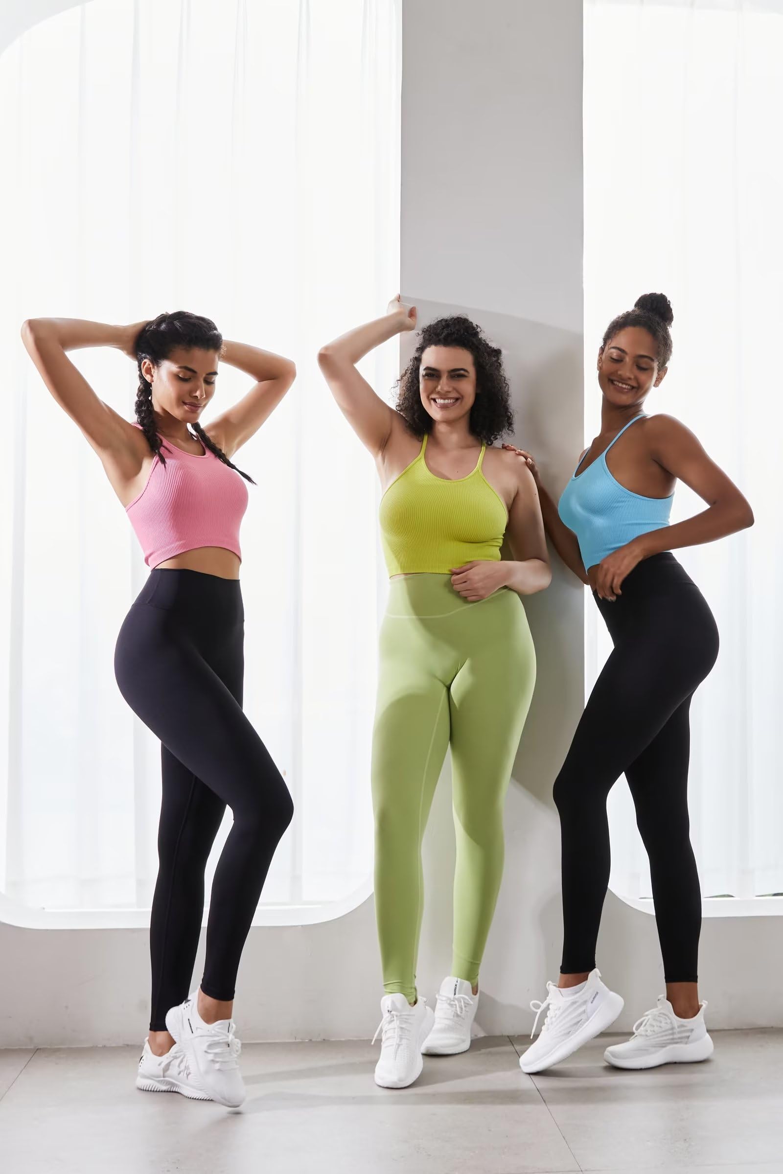Sunzel Workout Leggings for Women, Tummy Control Compression Workout Gym Yoga Pants, No Front Seam & High Waist 28" Black Medium