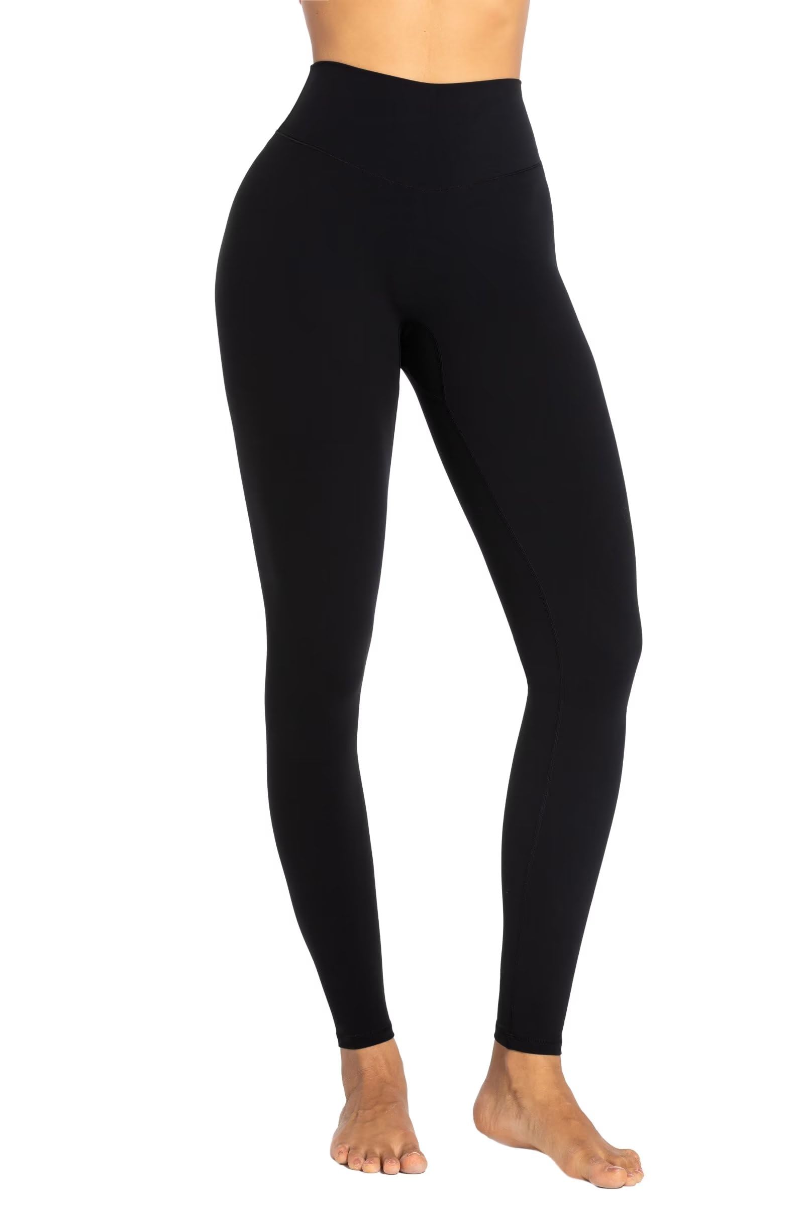 Sunzel Workout Leggings for Women, Tummy Control Compression Workout Gym Yoga Pants, No Front Seam & High Waist 28" Black Medium