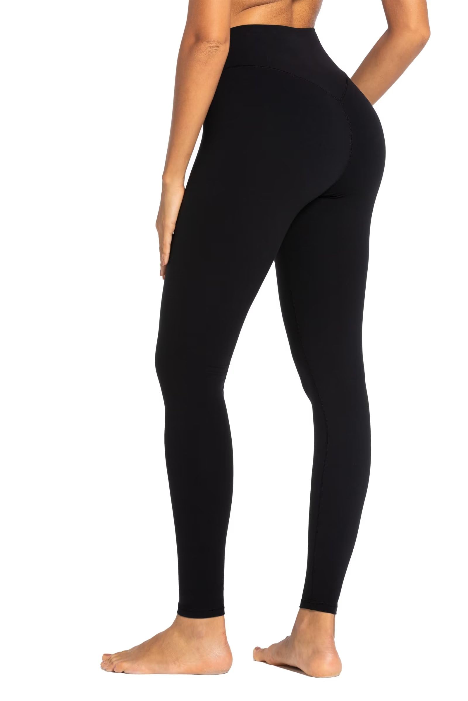 Sunzel Workout Leggings for Women, Tummy Control Compression Workout Gym Yoga Pants, No Front Seam & High Waist 28" Black Medium