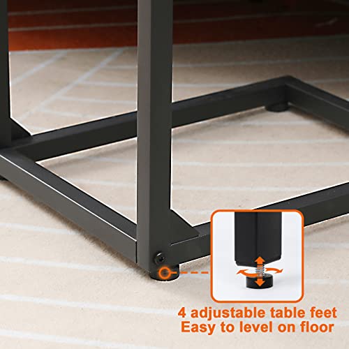 AMHANCIBLE C Shaped End Table Set of 2, Side Tables Couch Table, Snack Table for Living Bedroom, Rustic Brown HET02CBR